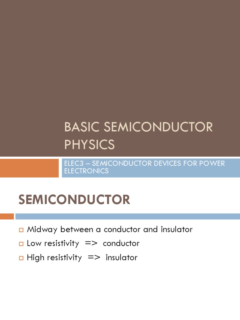 BASIC Semiconductor Physics | PDF | Semiconductors | Electrical ...