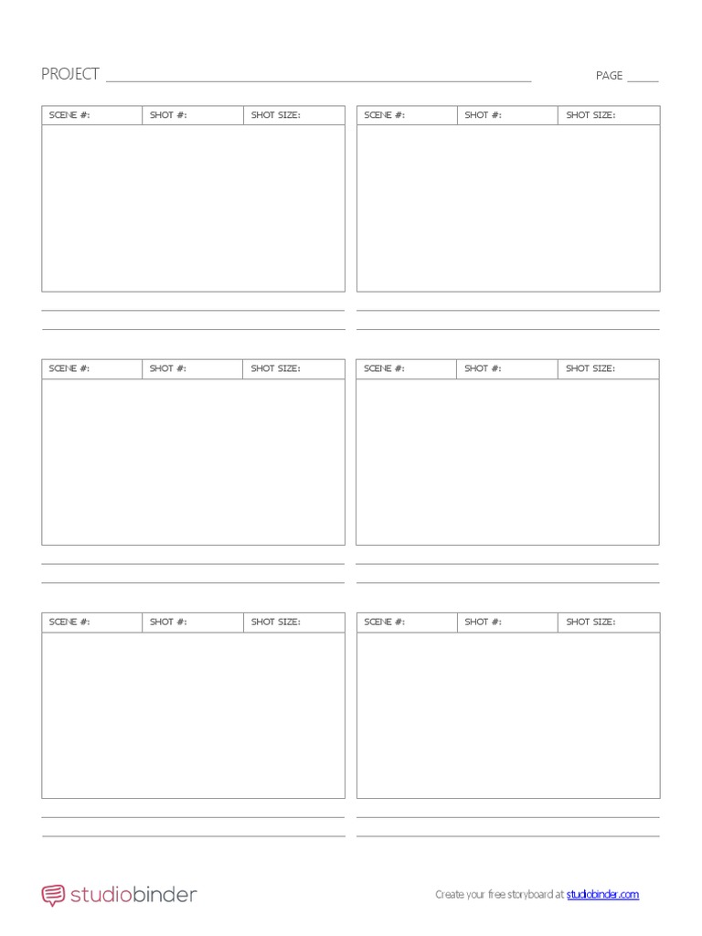 A4 Storyboard Template - 6-Panel - Portrait - StudioBinder | PDF