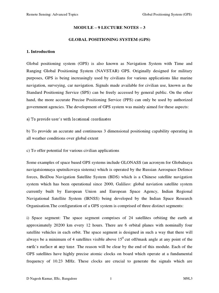 GPS Notes PDF | PDF | Global Positioning System | Ionosphere