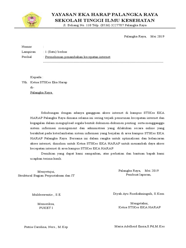 Surat Permohonan Akses Internet | PDF