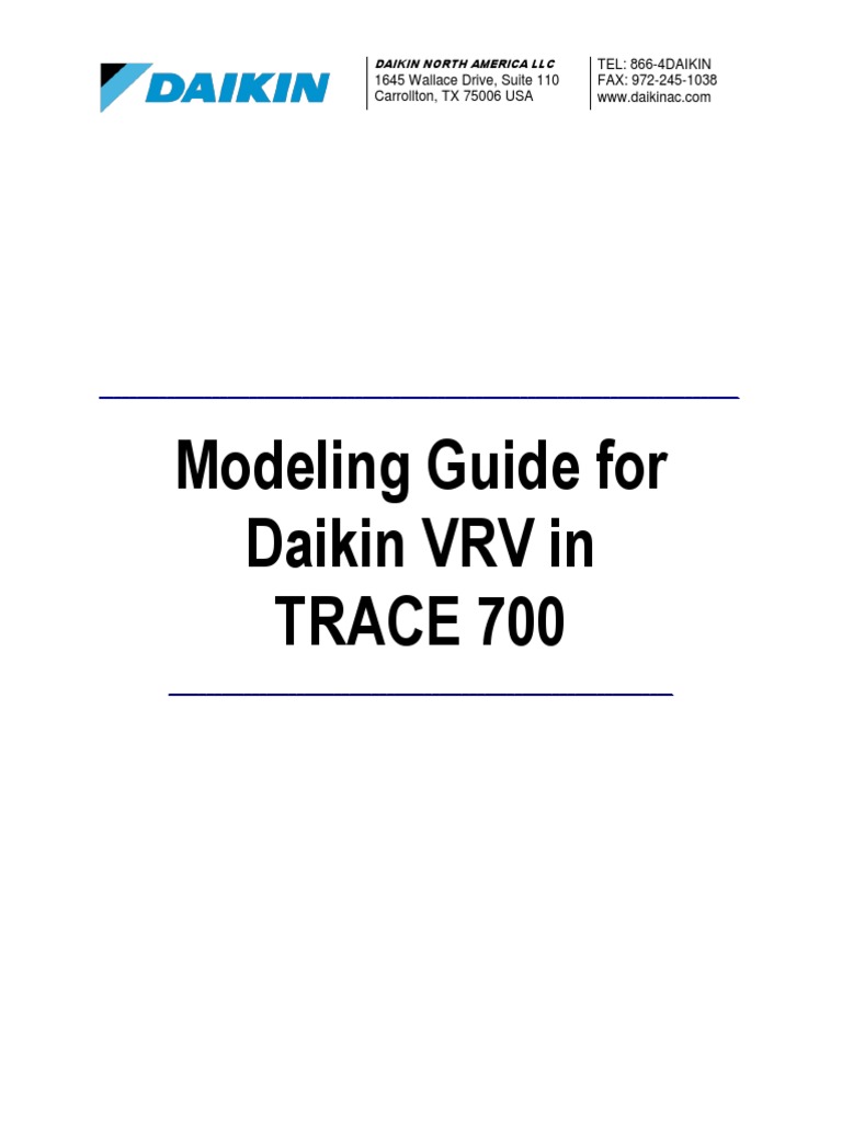 Modeling Guide For Daikin VRV in TRACE 700 | Download Free PDF | Air ...