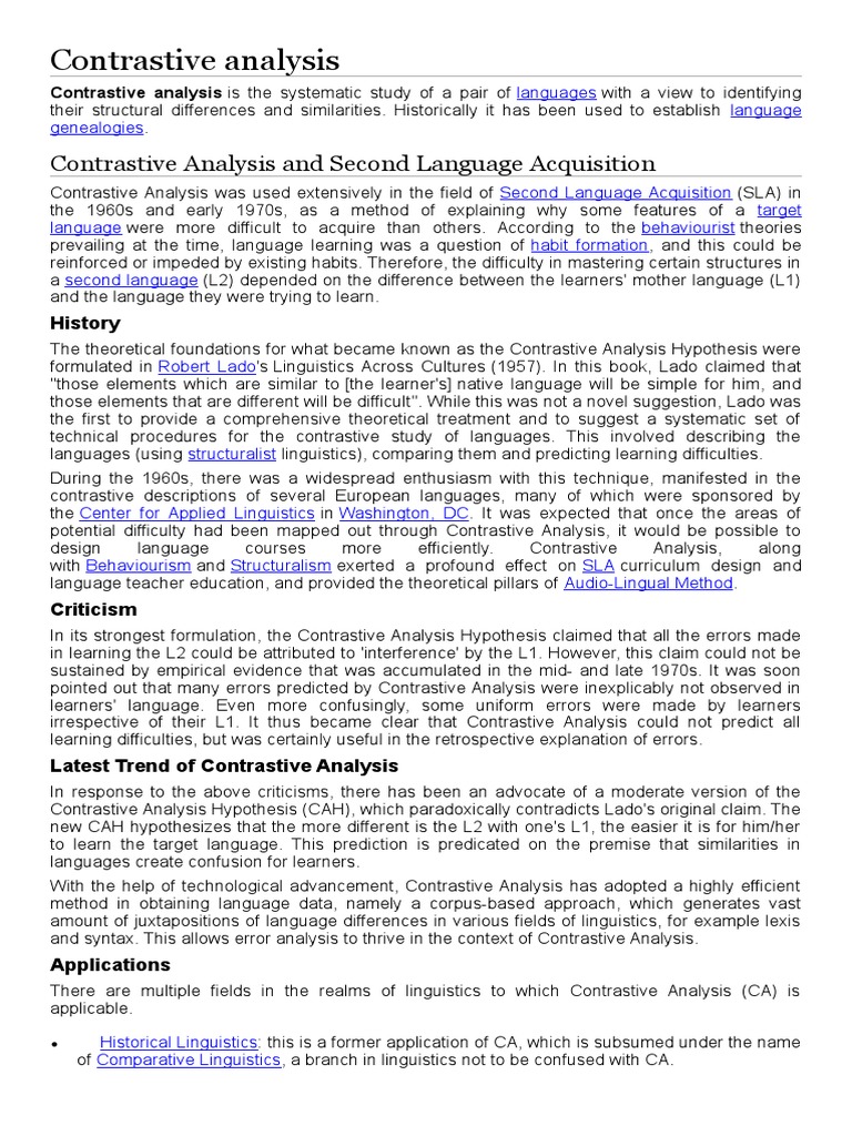 Contrastive Analysis | Download Free PDF | Cognition | Academic ...