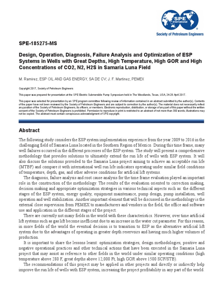 SPE 185275 Design, Operation, Diagnosis, Failure Analysis and ...