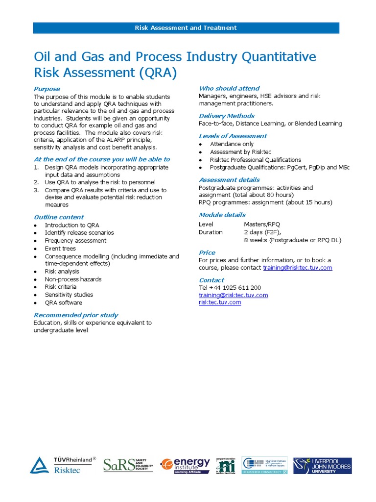 Oil and Gas and Process Industry Quantitative Risk Assessment (QRA ...