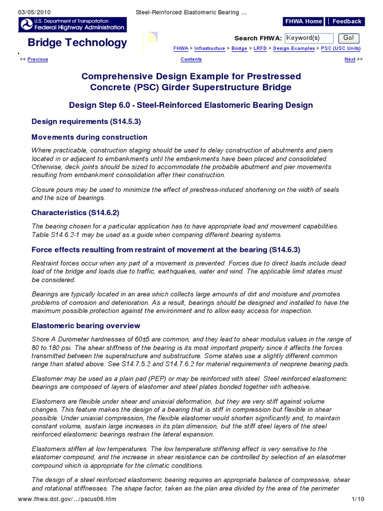 Steel-Reinforced Elastomeric Bearings Design | PDF | Deformation ...