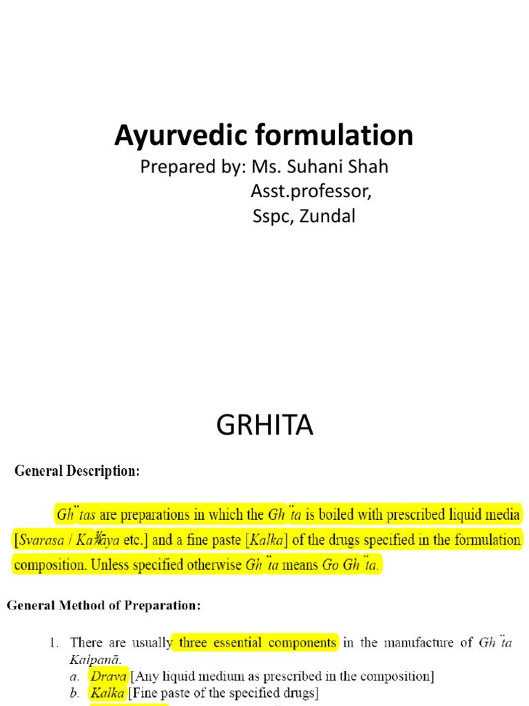 Ayurvedic Formulation | PDF