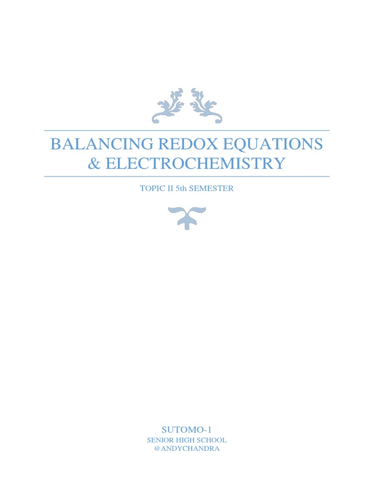 Balancing Redox Reactions and Electrochemistry: Key Concepts and ...