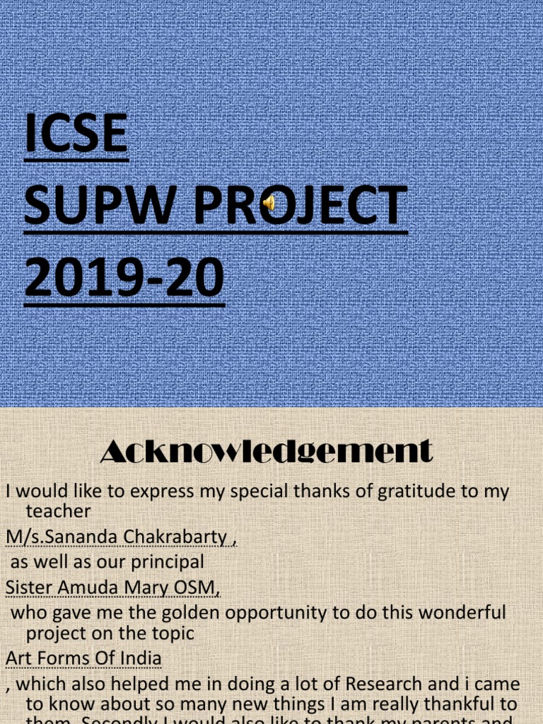 Icse Supw Project 2019-20 | PDF