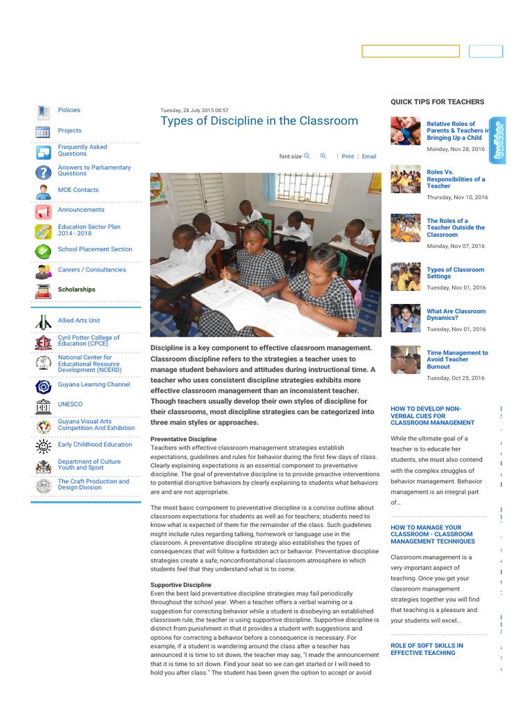Types of Discipline in The Classroom | Download Free PDF | Classroom ...