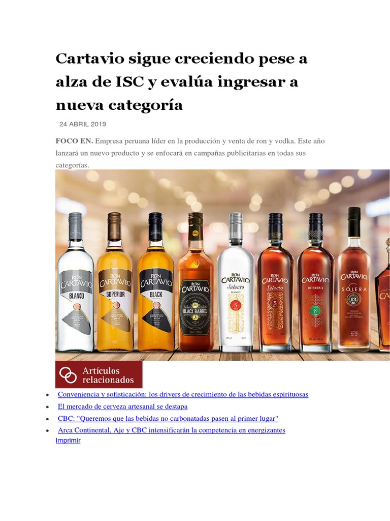 Ron Cartavio | Perú | Bebidas | Prueba gratuita de 30 días | Scribd