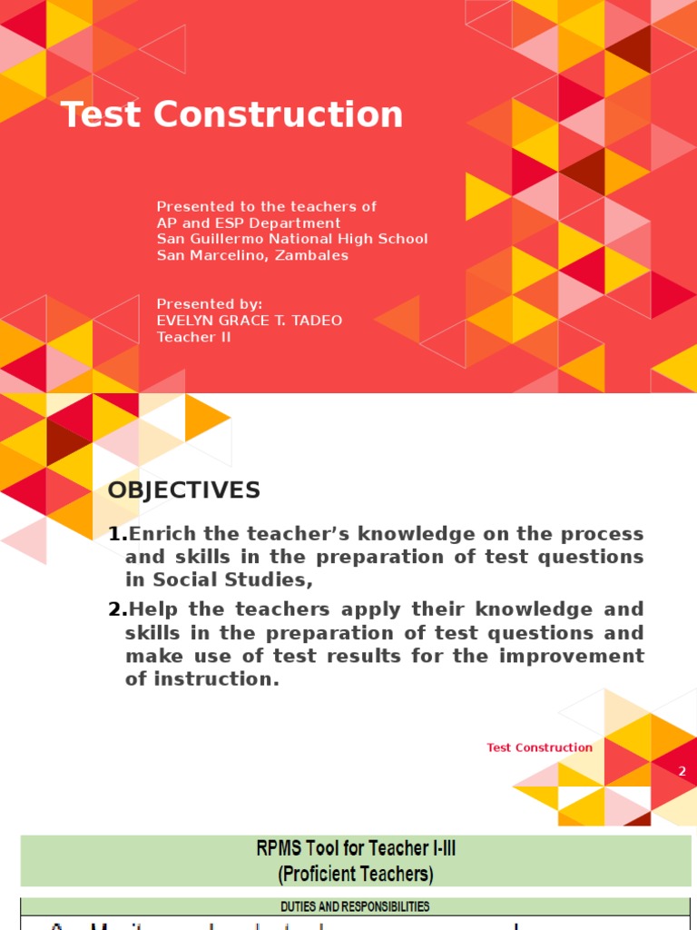 1 Eve Test Construction | PDF | Multiple Choice | Question