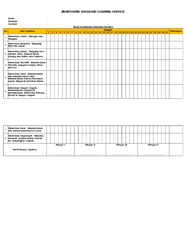 Monitoring Cleaning Service | PDF