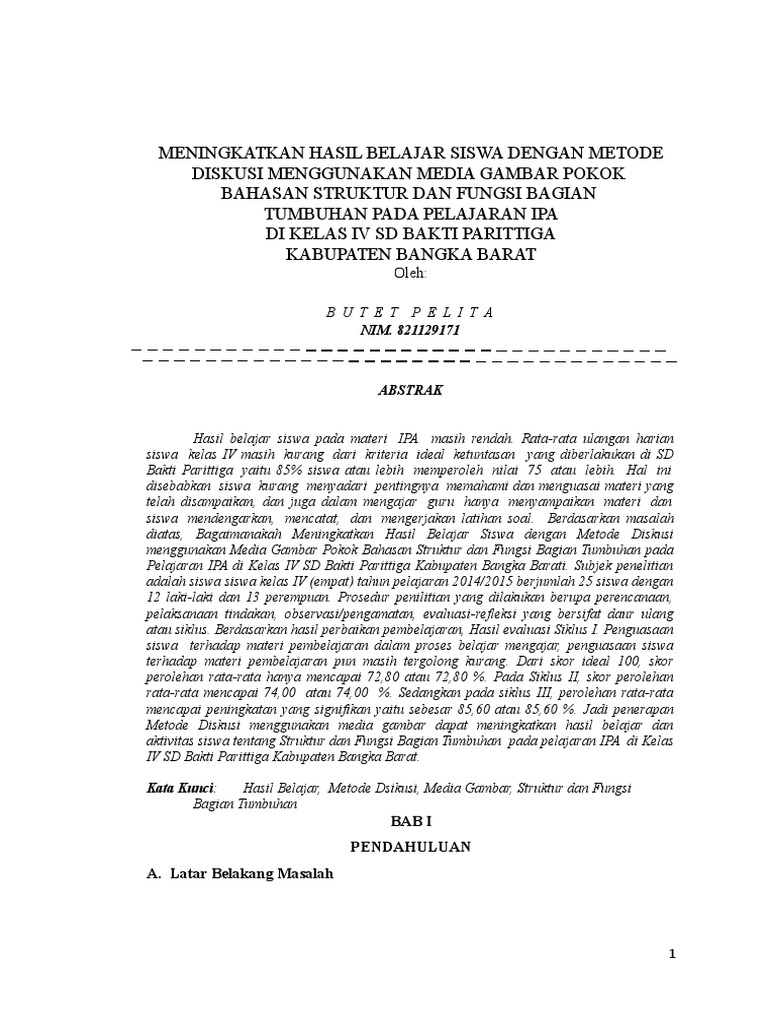 3 - Contoh Karil UT PGSD - Karya Ilmiah IPA Struktur Dan Fungsi Bagian ...