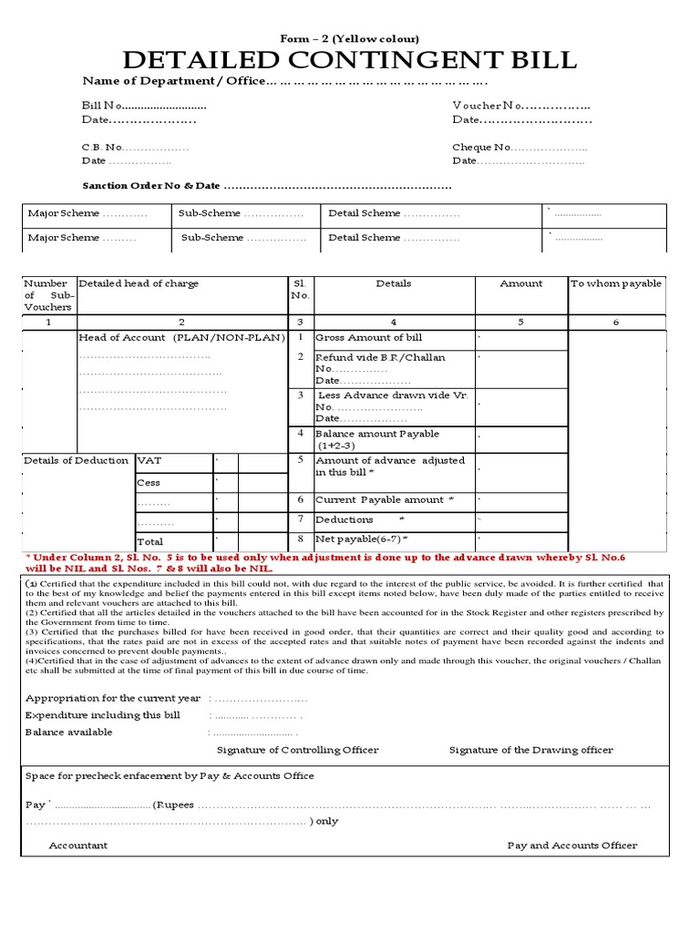Detailed Contigent Bill | PDF | Voucher | Invoice