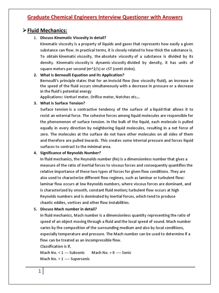 Chemical Engineering Interview Questionners Along Answers | PDF ...