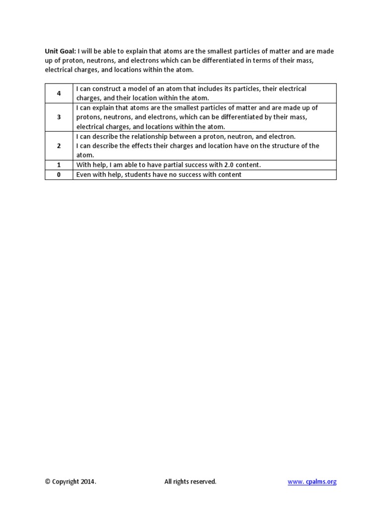 Benchmark Learning Goal and Scale | PDF | Science & Mathematics