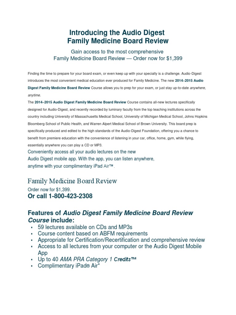 Introducing The Audio Digest Family Medicine Board Review | PDF | Wellness