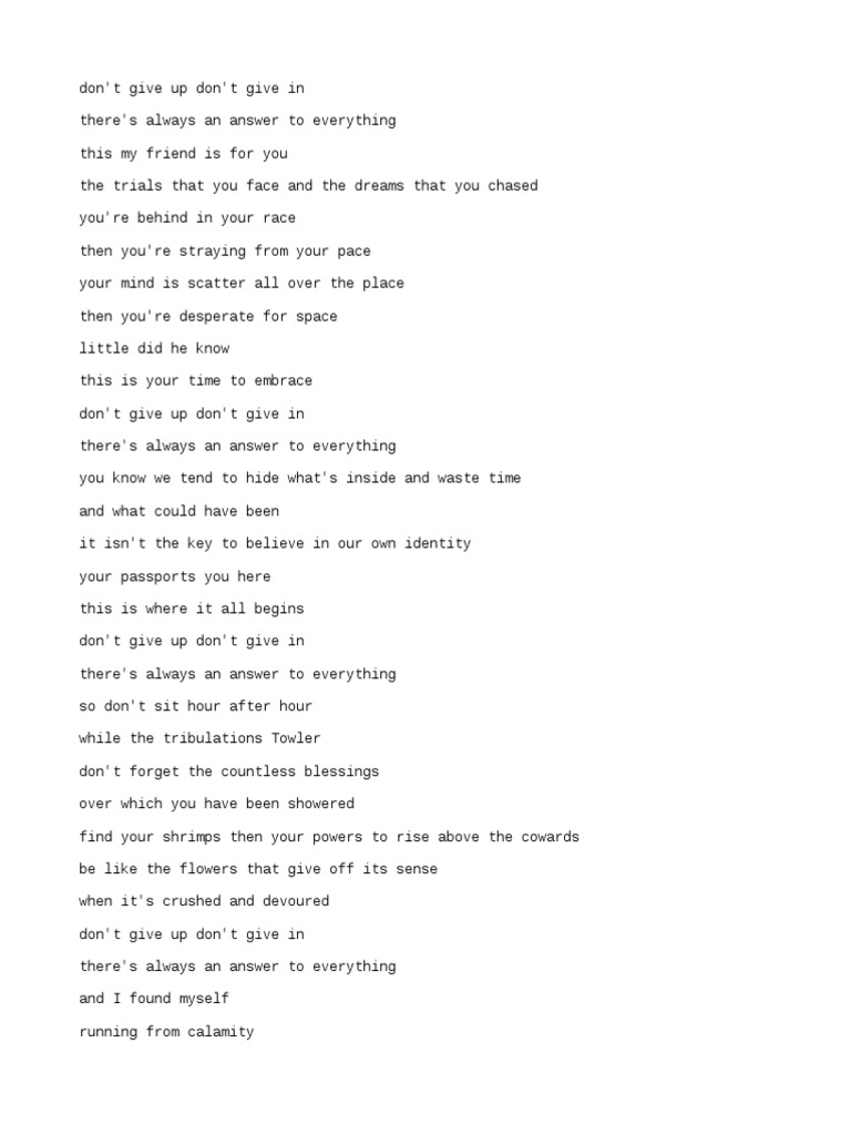 A Very Inspiring Poem Dont Give Up Must Hear | PDF | Cooking, Food & Wine