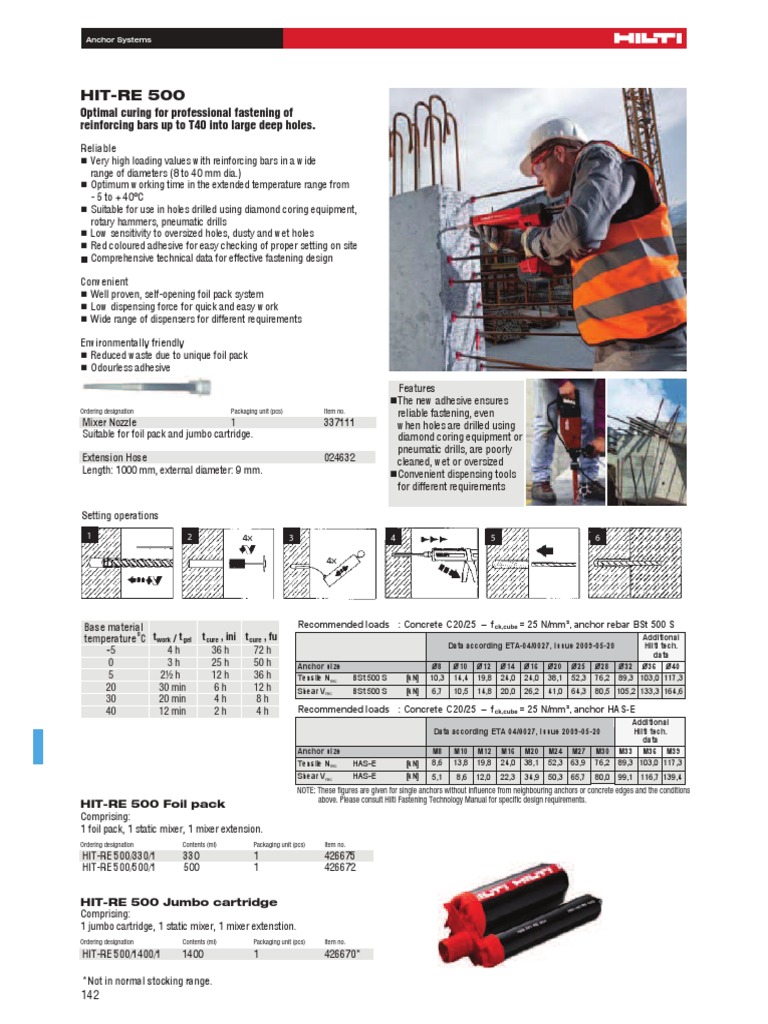 HIT-RE 500: Optimal Curing For Professional Fastening of Reinforcing ...