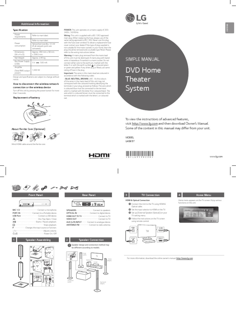 Simple Manual DVD Home Theater System | PDF | Ac Power Plugs And ...