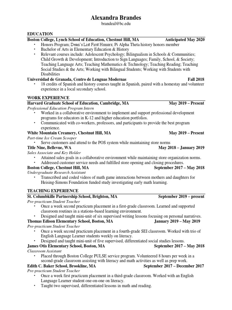 Alexandra Brandes: Education & Experience | PDF | Master Of Arts ...