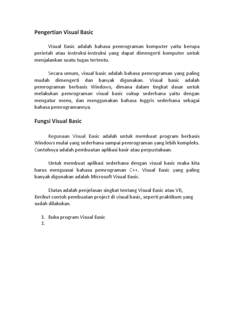 Pengertian Visual Basic | PDF | Karier & Perkembangan | Seni