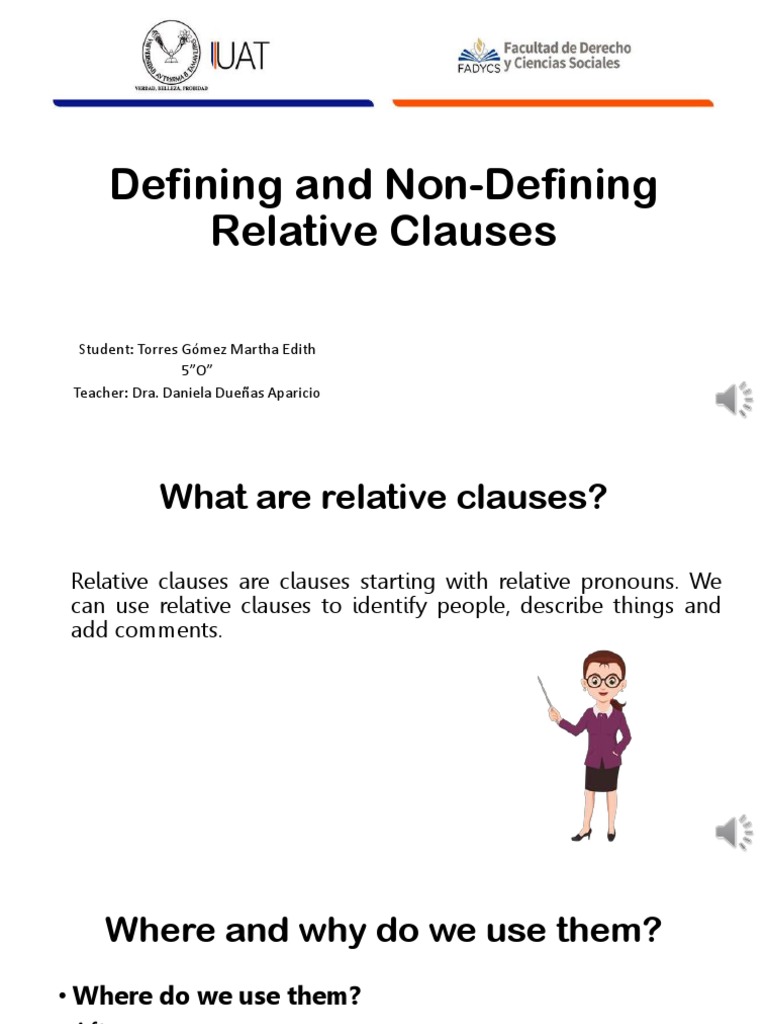 Defining and Non-Defining Relative Clauses 1 | PDF | Clause | Subject ...