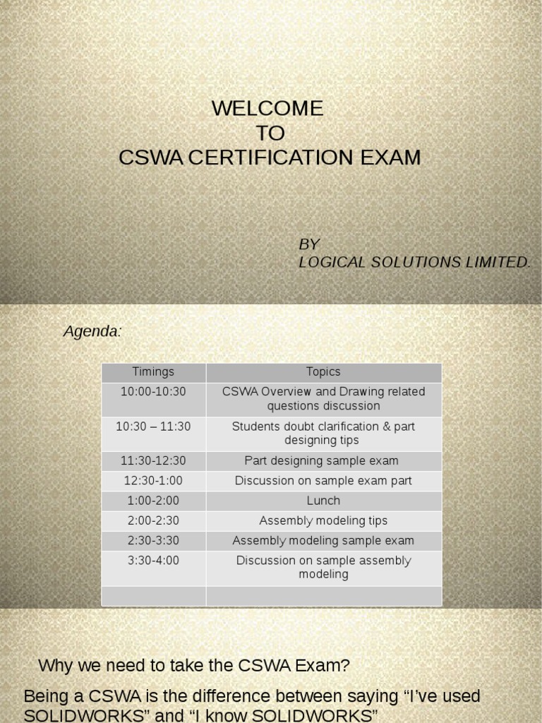 Welcome TO Cswa Certification Exam: BY Logical Solutions Limited | PDF ...