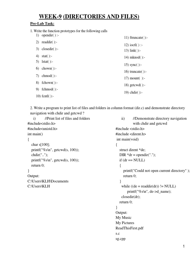 Directory and File System Calls Guide | PDF | Utility Software ...