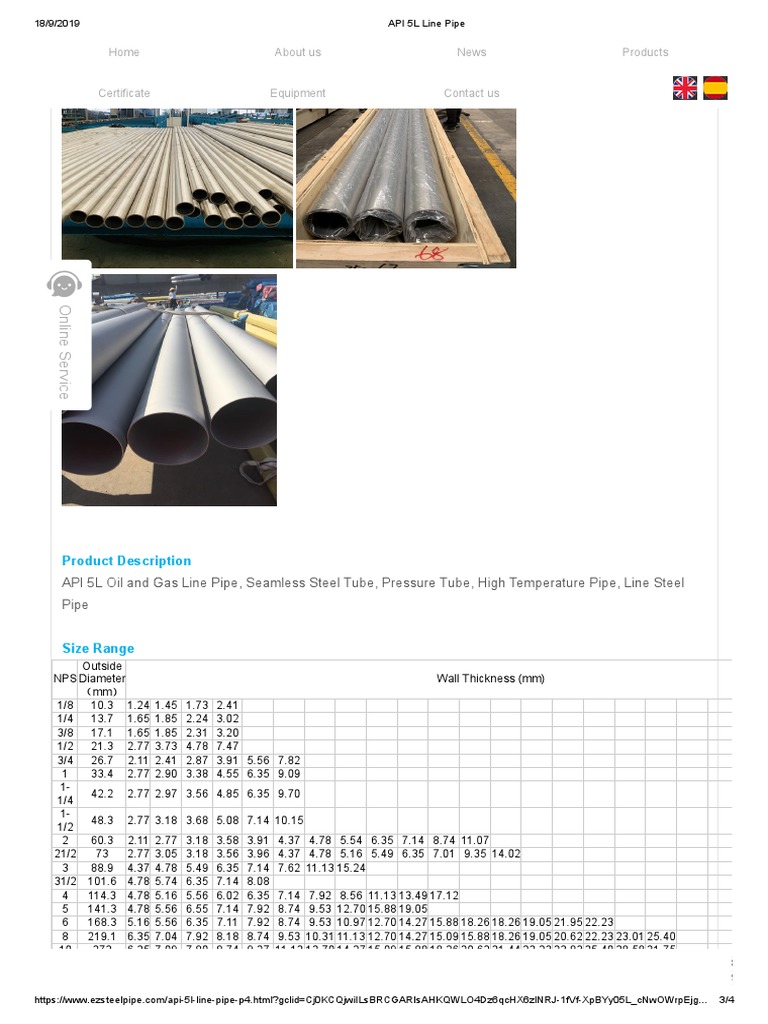 API 5L Line Pipe OD | PDF | Pipe (Fluid Conveyance) | Building Materials