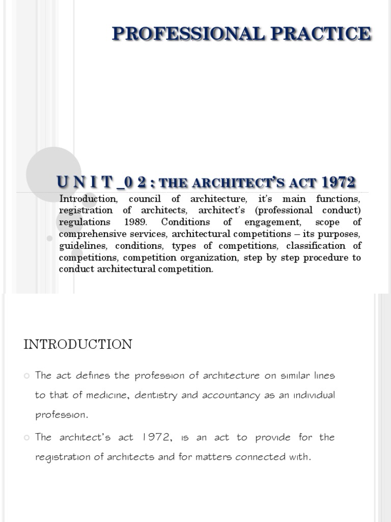 Proffesional Practice Unit 2 | PDF | Architect | Profession