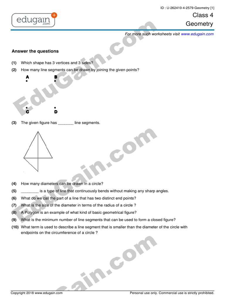 Class 4 Geometry: Answer The Questions | Download Free PDF | Circle ...