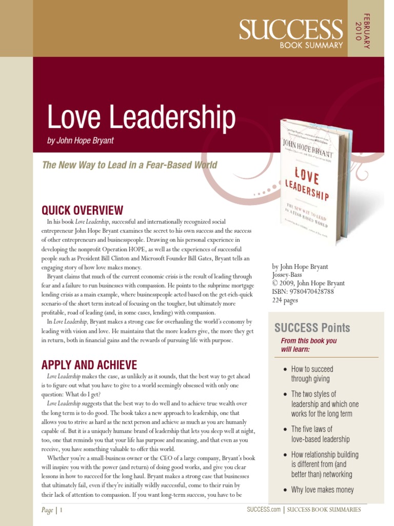 Love Leadership: The New Way To Lead in A Fear-Based World | PDF ...