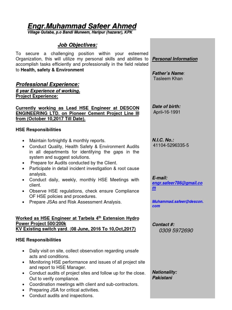 Muhammad Safeer Ahmed Rescume | PDF | Regulatory Compliance | Audit