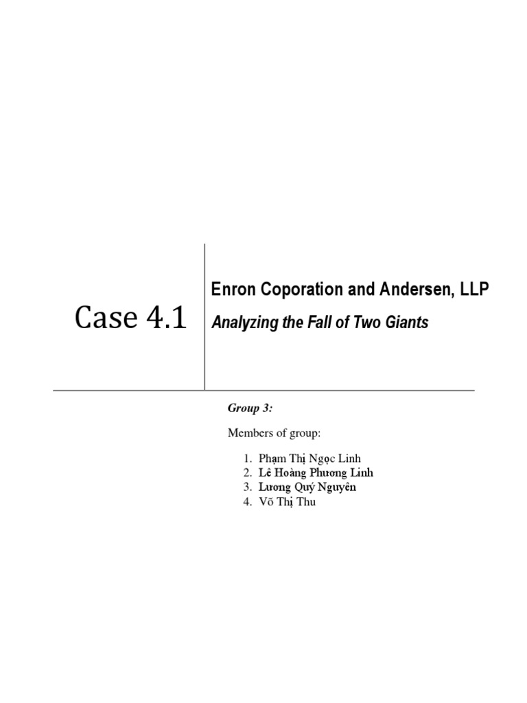 Enron and Andersen: Business Risks Analysis | PDF | Financial Audit ...