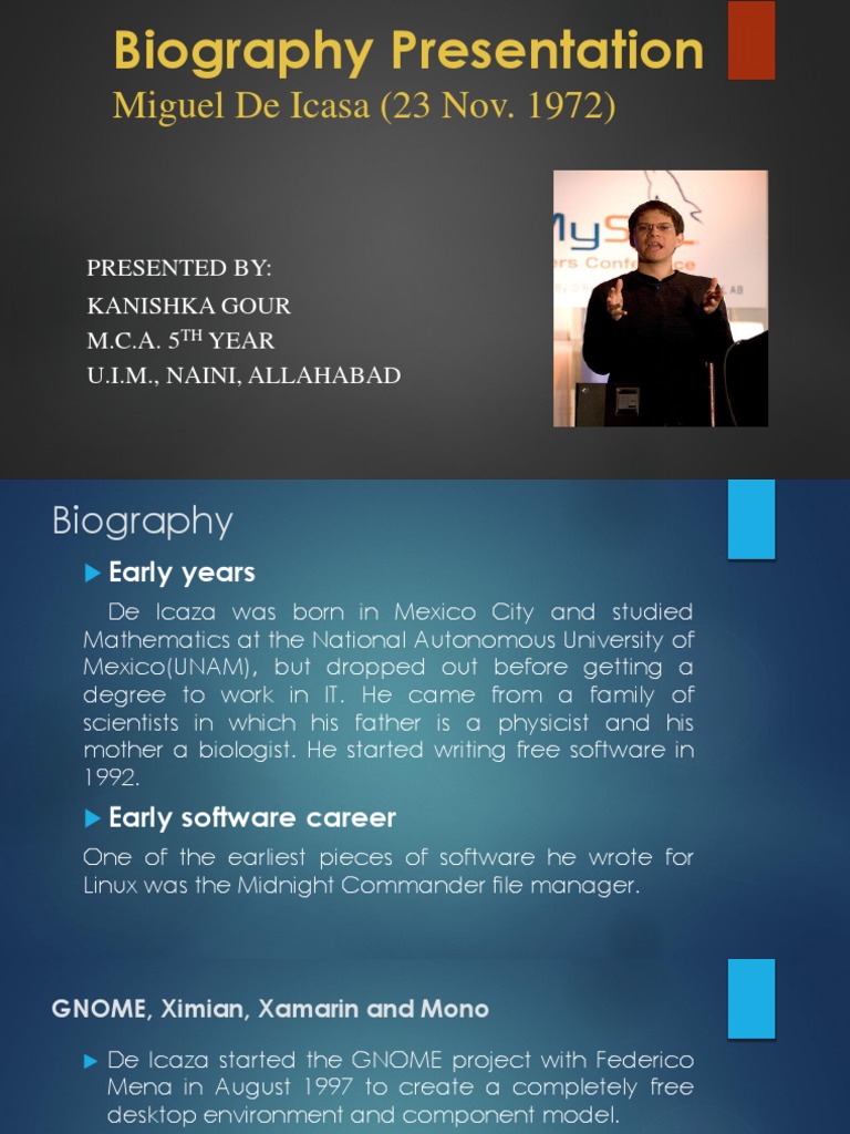 Biography Presentation Miguel de Icasa | PDF