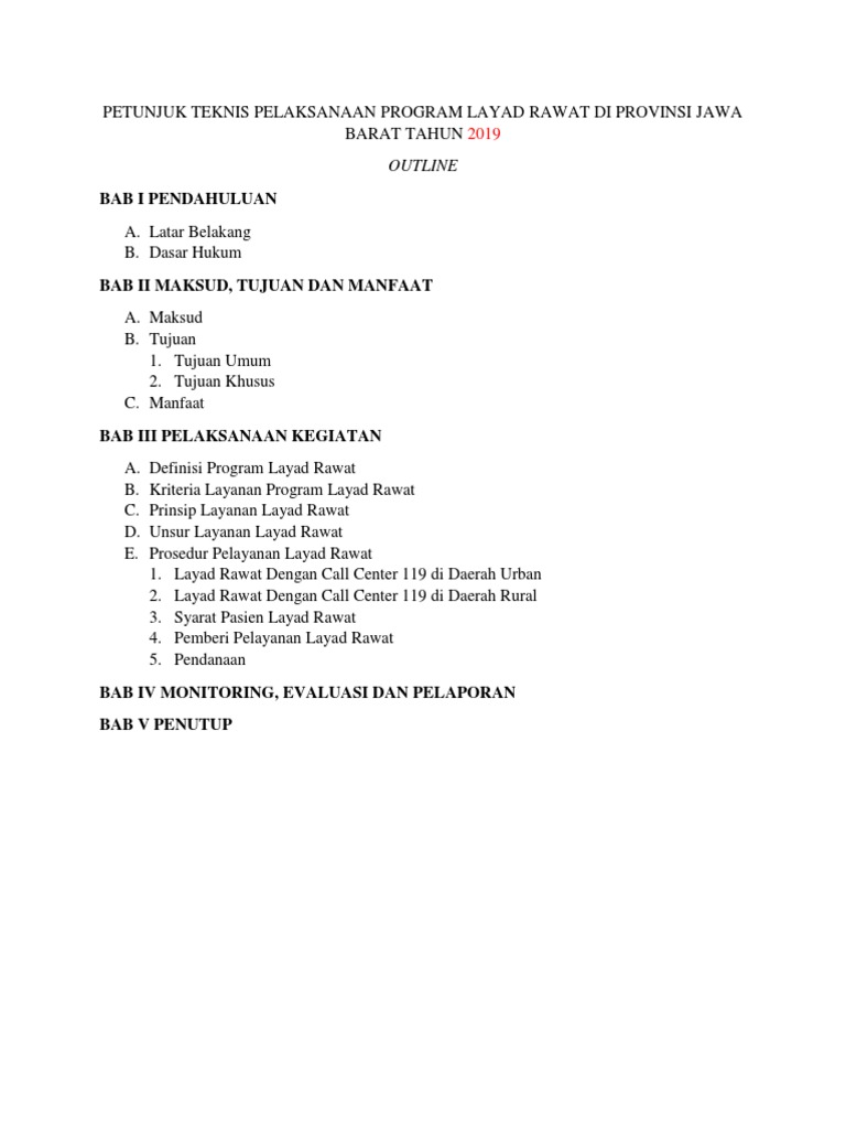 Petunjuk Teknis Layad Rawat 2019 | PDF