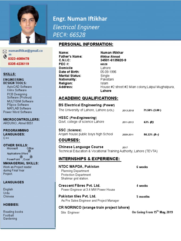 ENGR. Sheikh Mohammad Umar Asif (Updated) | PDF | Electrical ...