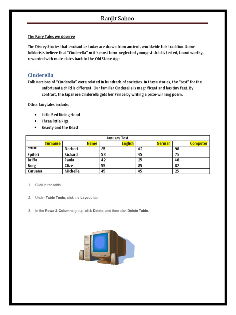 Fairytales Ms Word Class 1 | PDF