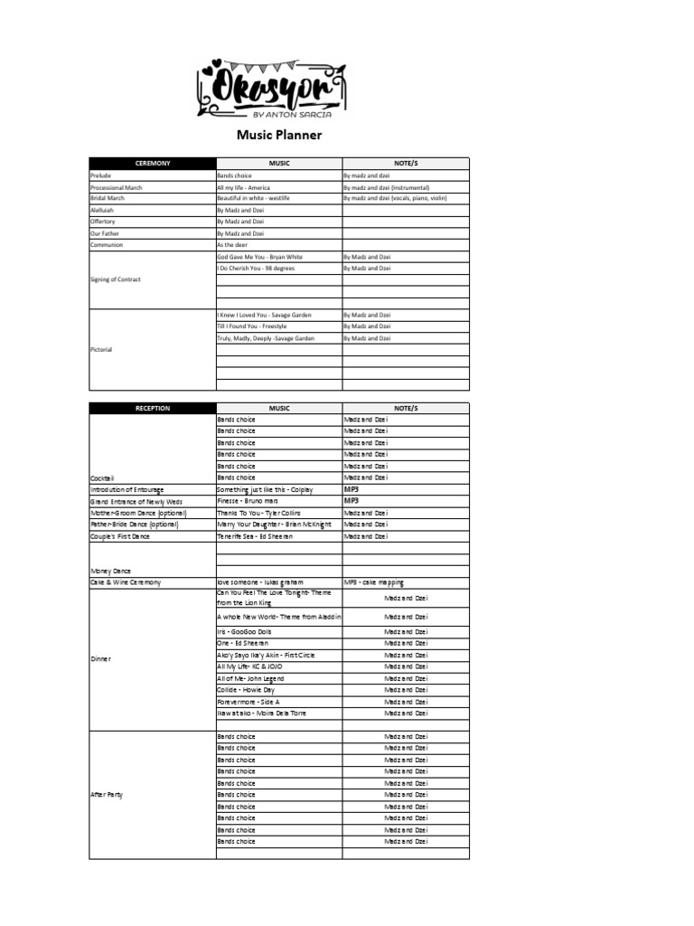 Music Planner | PDF | Musicians | Entertainment (General)