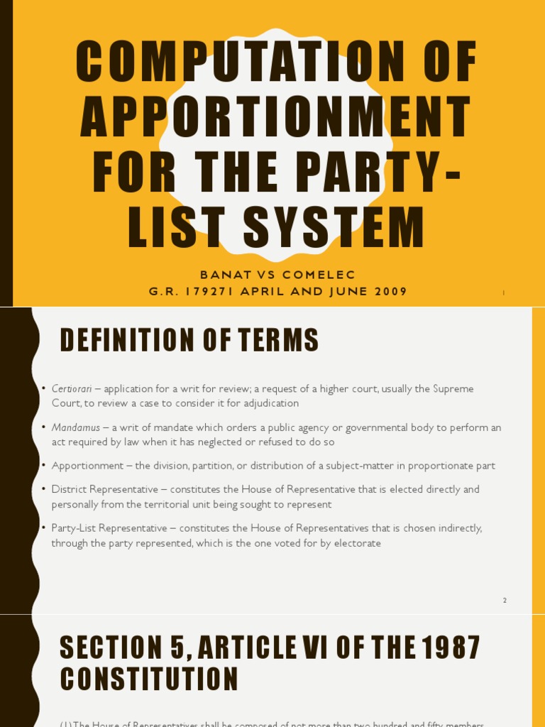 Party-List System Apportionment Analysis | PDF | Apportionment ...
