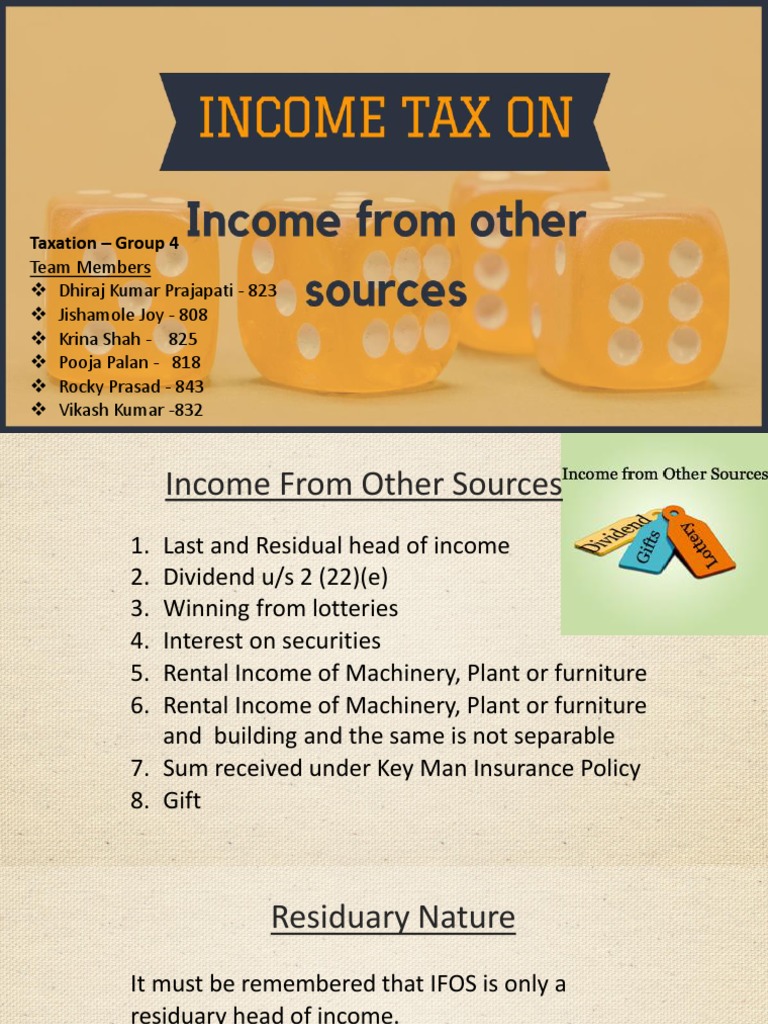 Income From Other Sources (IFOS) : Taxation - Group 4 | PDF | Valuation (Finance) | Stocks
