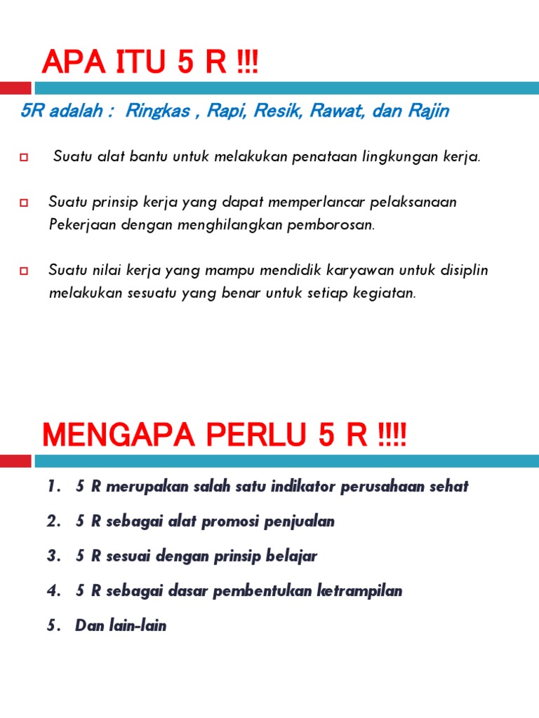 Manfaat dan Penerapan 5R di Tempat Kerja | PDF | Karier & Perkembangan