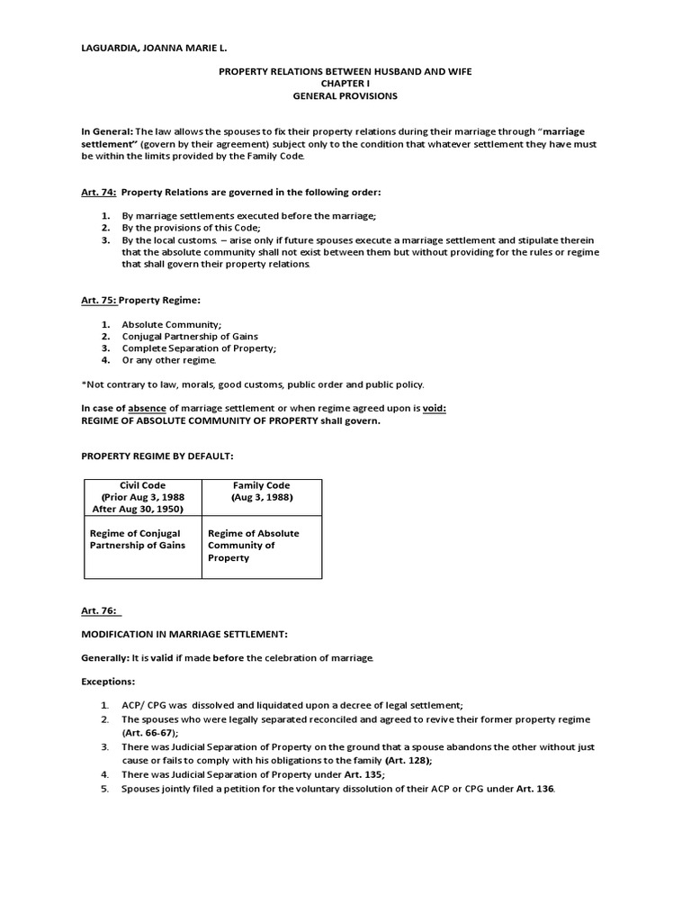 Ppt. Property Relations Between Husband and Wife | PDF | Marriage ...