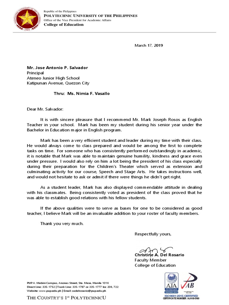 Rec Letter | PDF | Academia | Learning