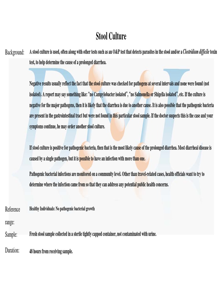 Stool Culture: Background | PDF