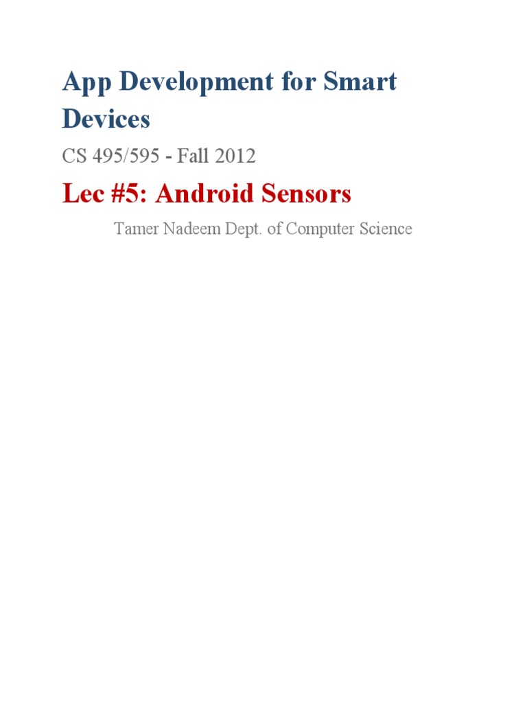 Android Sensors PDF | PDF | Mobile App | Accelerometer