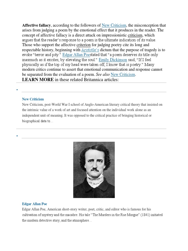 Understanding Affective Fallacy | PDF | Aesthetics | Motivation