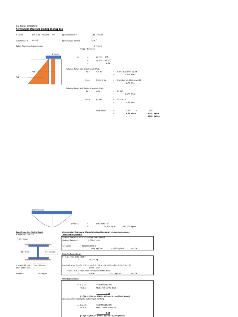 Design Calculation Shoring | PDF