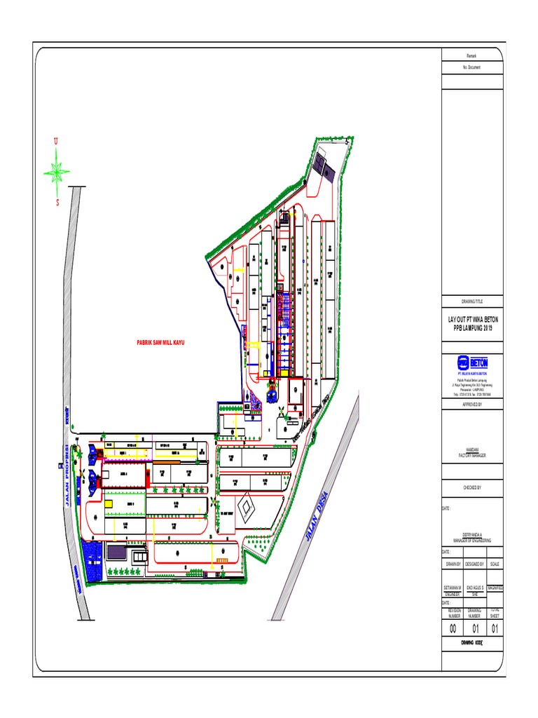 Pabrik Saw Mill Kayu: Lay Out PT Wika Beton PPB Lampung 2019 | PDF